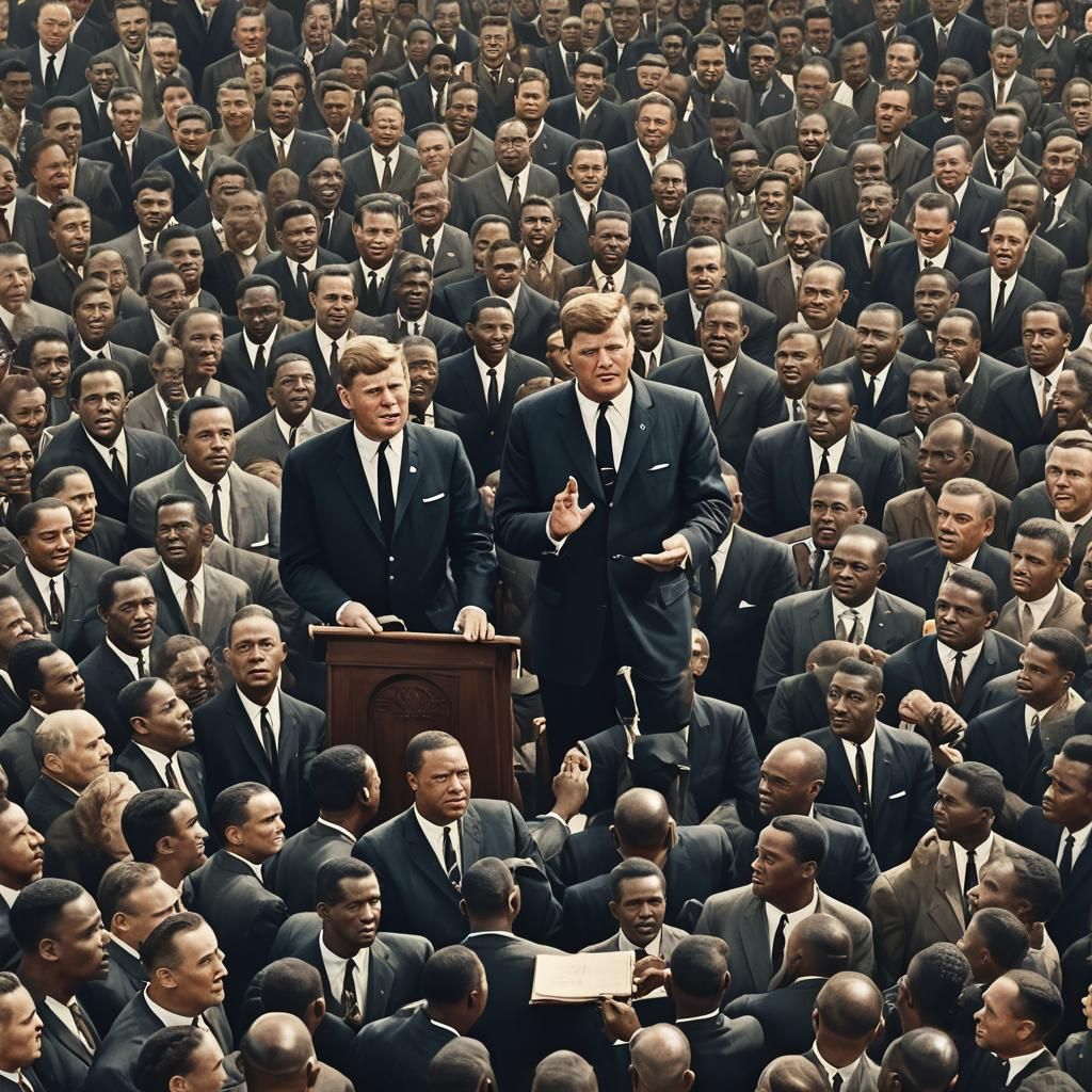 : Kennedy meeting with civil rights leaders, such as Martin Luther King ...