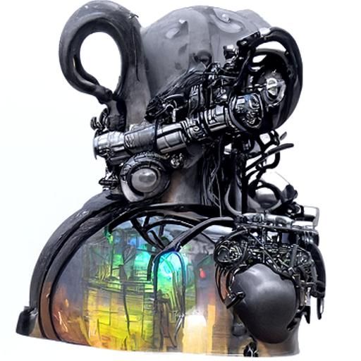 Cyborg brain set inside a cyborg head - AI Generated Artwork ...