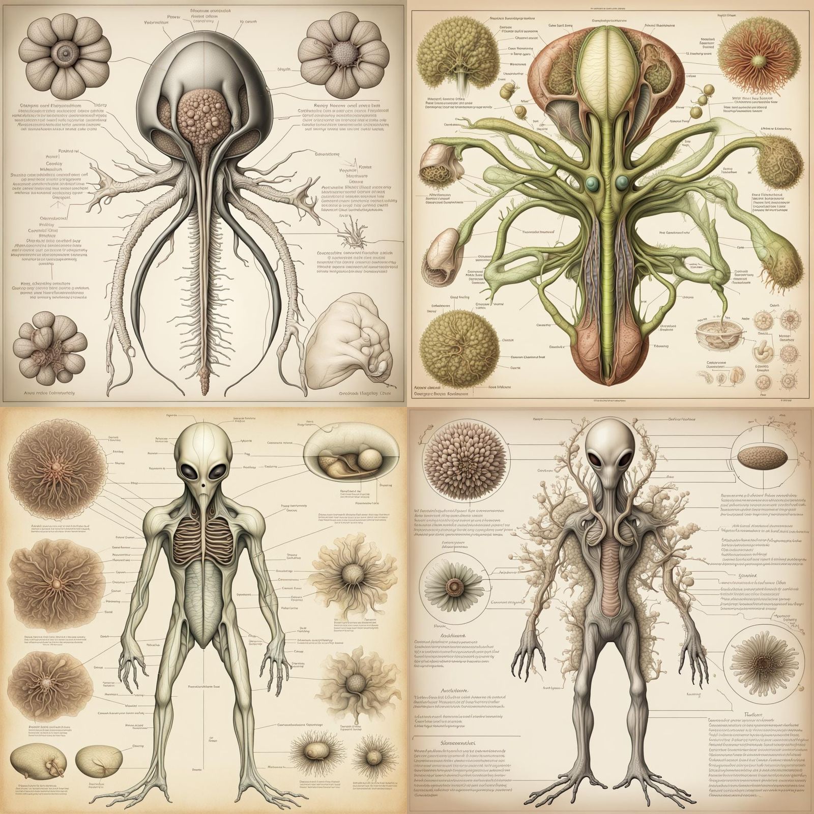 Anatomical scientific diagram of an alien organism. - AI Generated ...