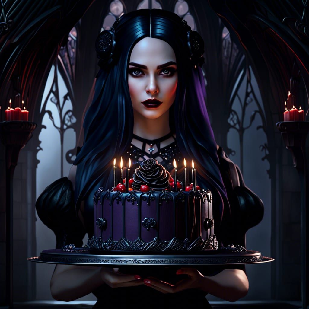 Goth birthday cake - AI Generated Artwork - NightCafe Creator