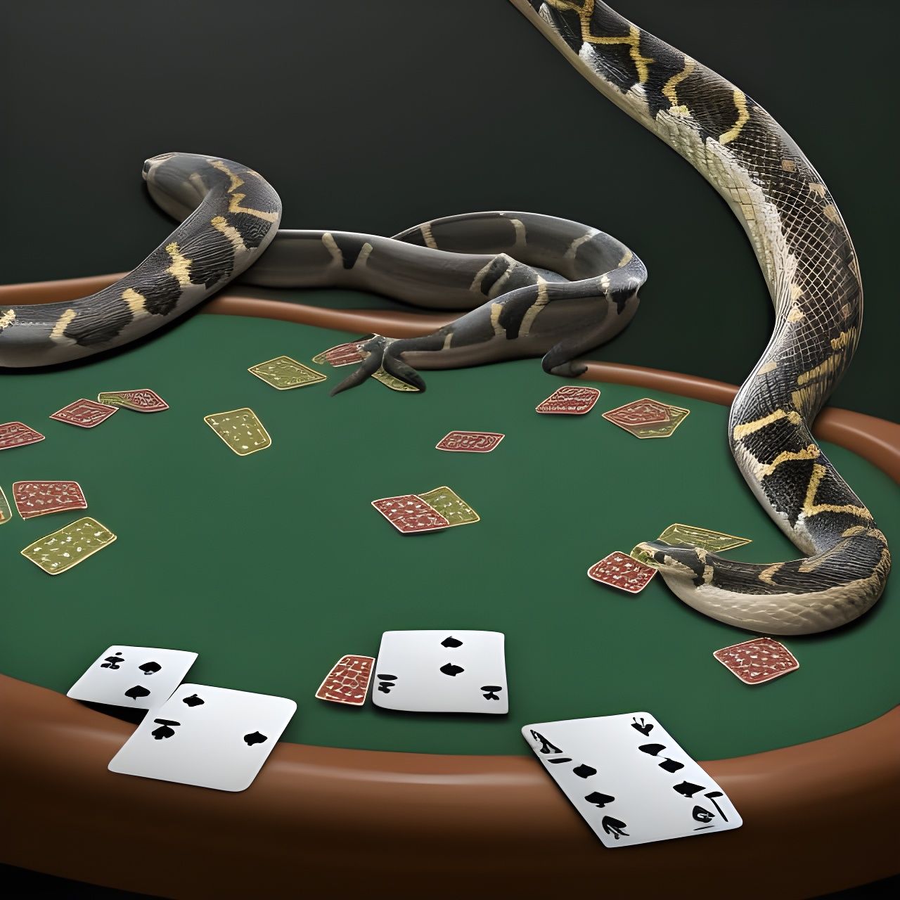 snakes playing poker - AI Generated Artwork - NightCafe Creator