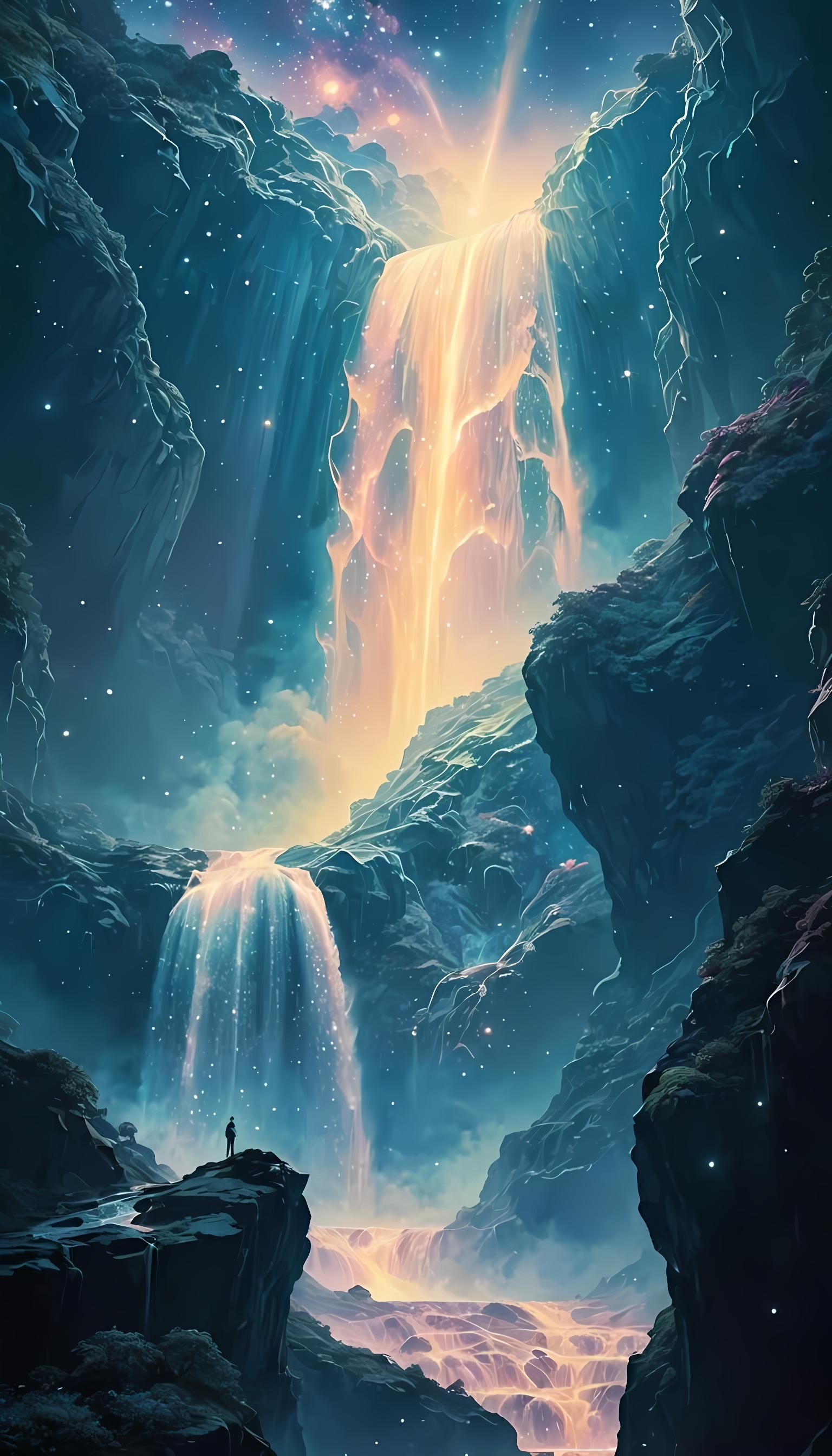 Waterfall - AI Generated Artwork - NightCafe Creator