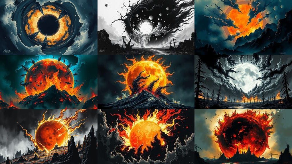 Cyberpunk Dark Sun Radiates Light and Despair - AI Art