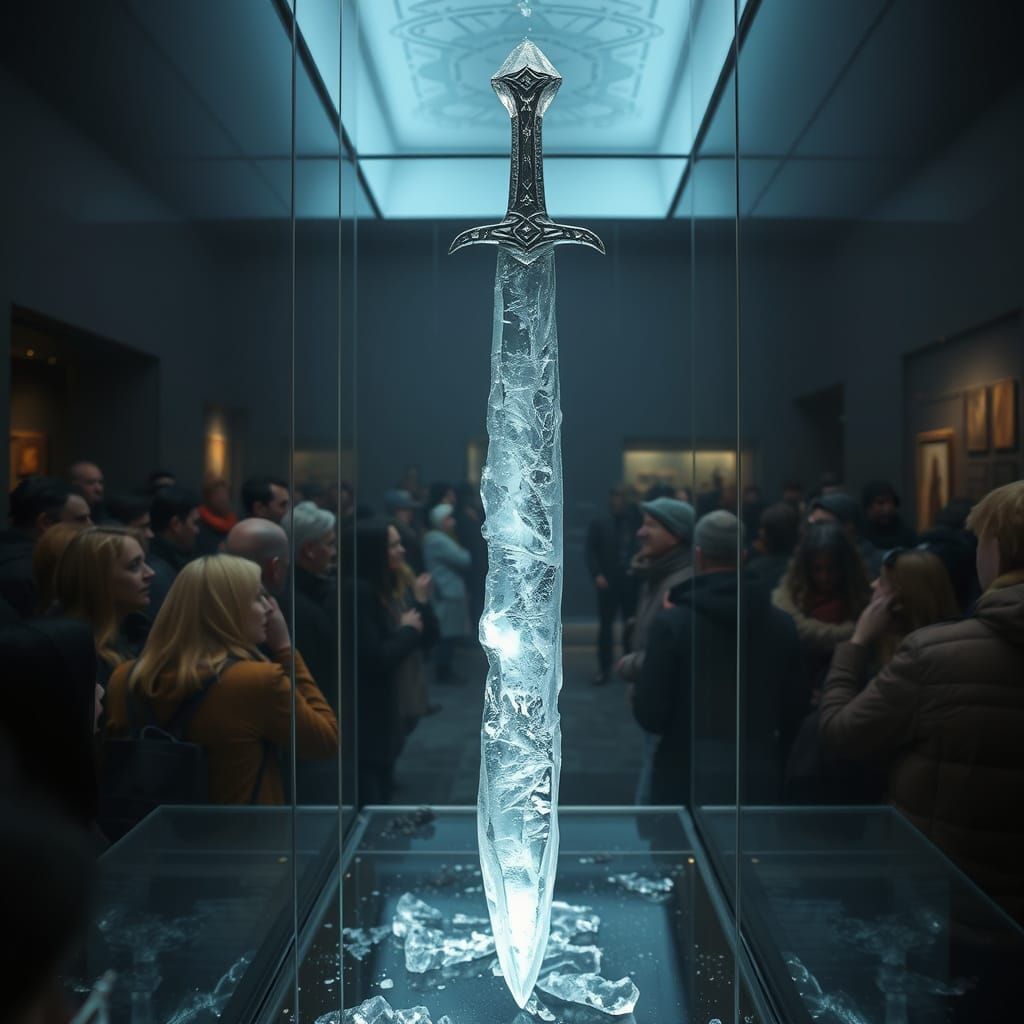 Historic cold sword - Frozen Blade of Ancient Magic in a Mus...
