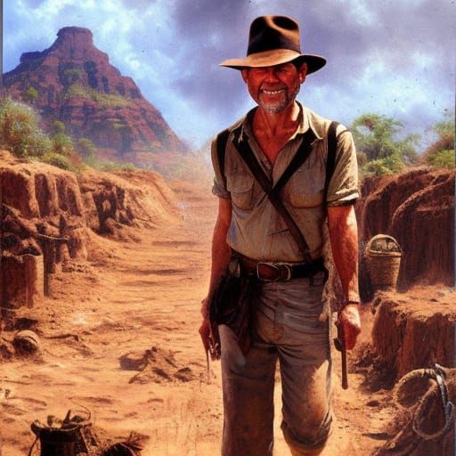 Indiana Jones in an archaeological dig site - AI Generated Artwork ...