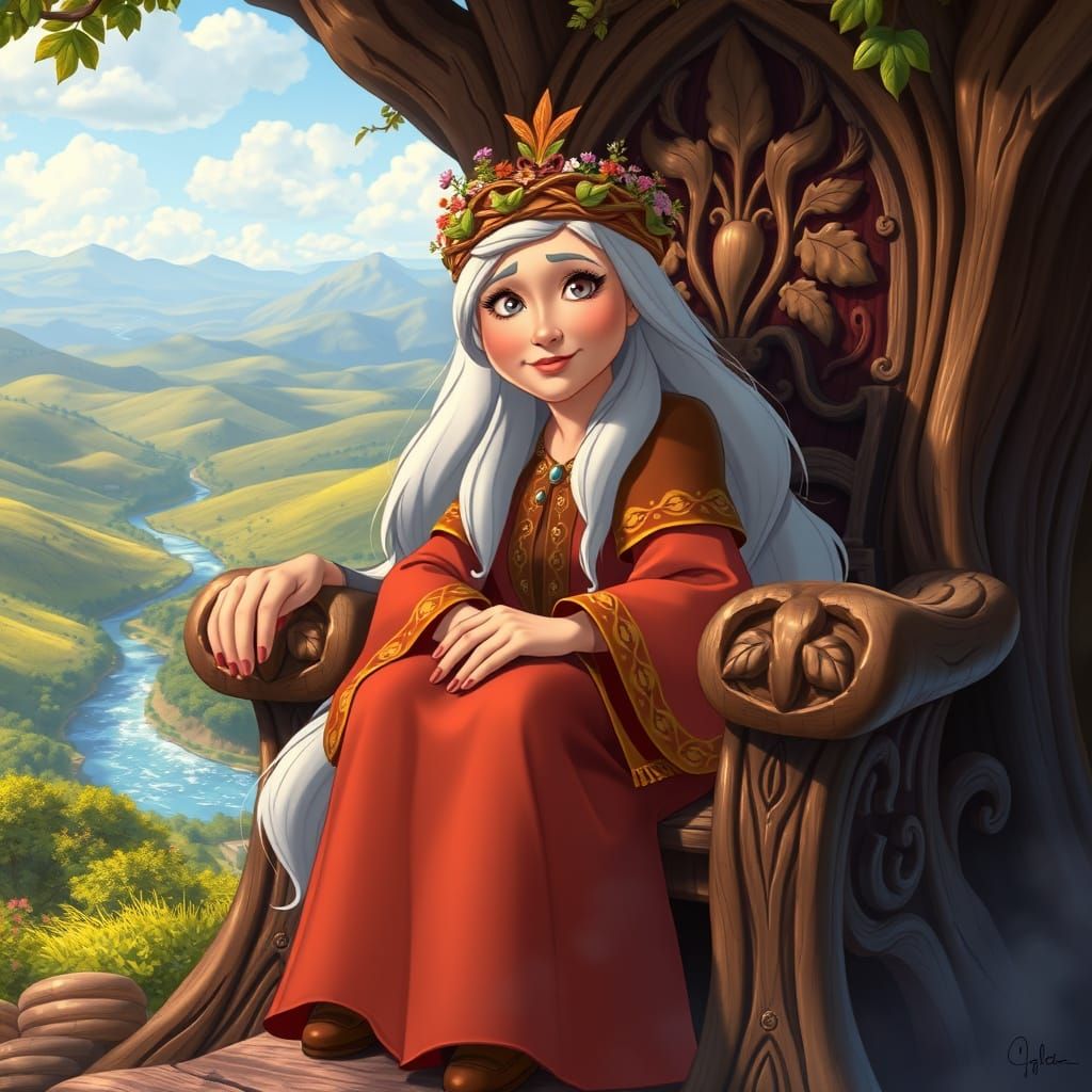Enchanting Queen Overlooks Her Kingdom, Disney Sty... - AI Art