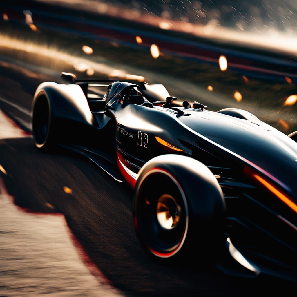 formula 1 - Racing Car in a Dramatic Turn, Cinematic Style