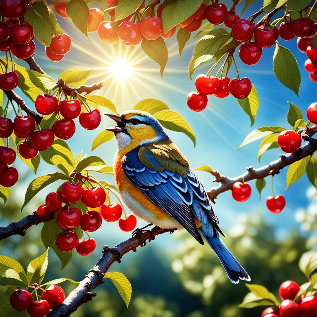 Cherry Bird - AI Generated Artwork - NightCafe Creator