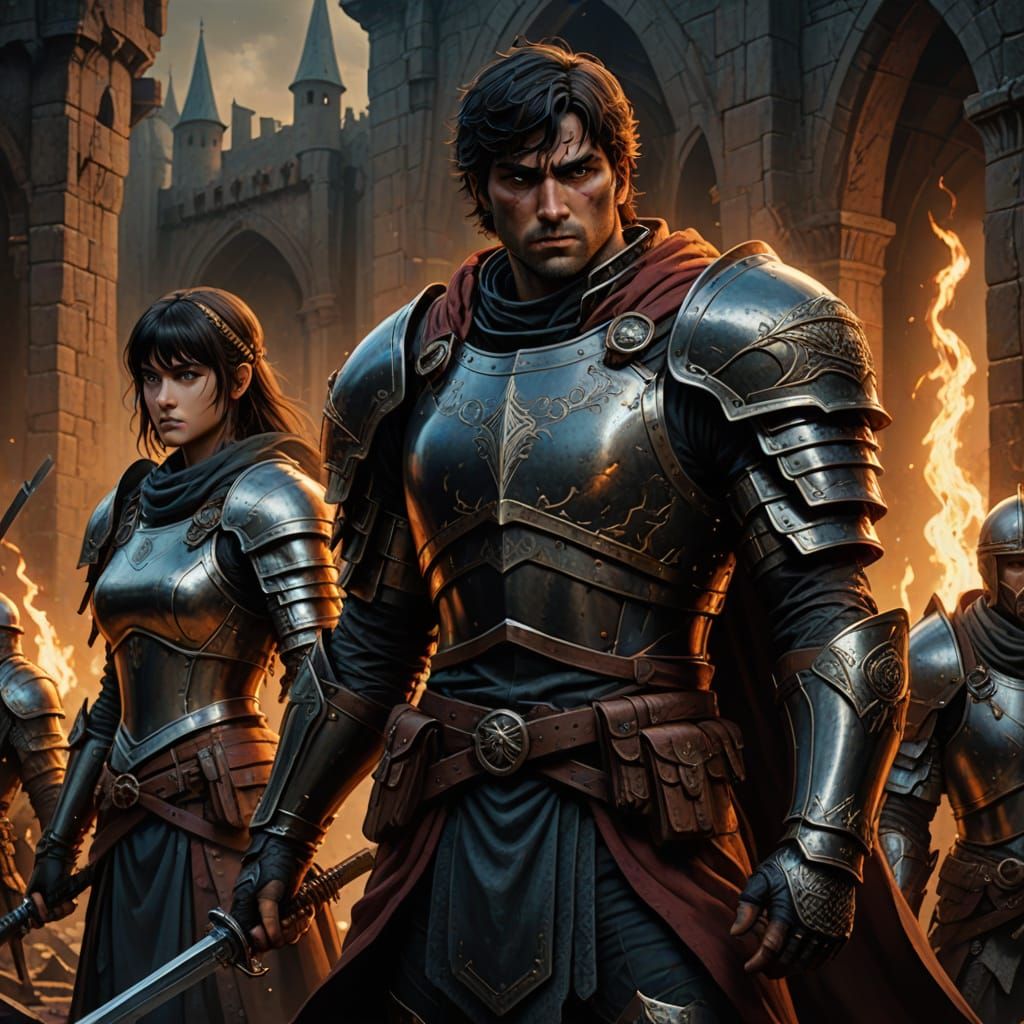 Epic Dark Fantasy Illustration of Guts and Casca i... - AI Art