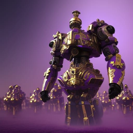 The royal parade for thr Purple mech God emperor. intricate details, 8K ...