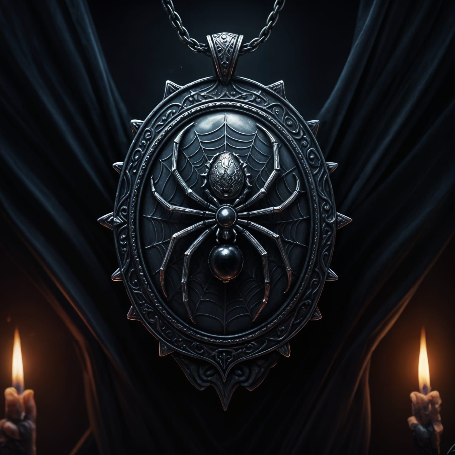 Gothic Drow Amulet: Medallion of the Spider's Shad... - AI Art
