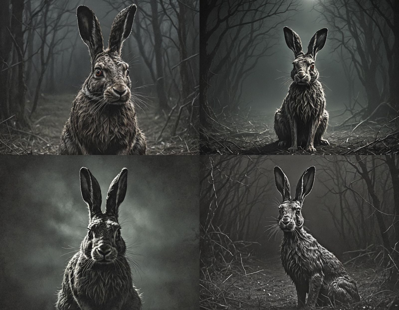 Mystical hare, horror, dark, gloomy horror lighting - AI Generated ...