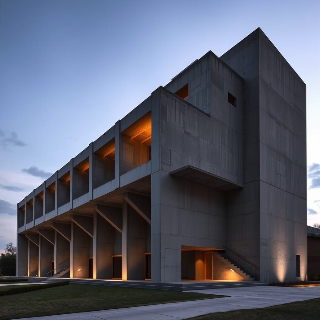 Brutalist architectural structure - Imposing Brutalist Concr...