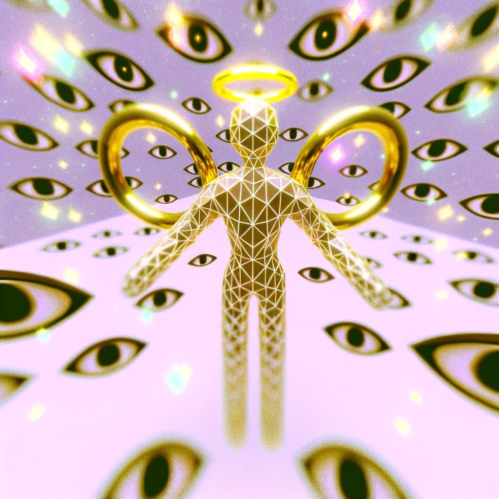 Is it an angel? - Low Poly Angel in a Serene Simulation Void