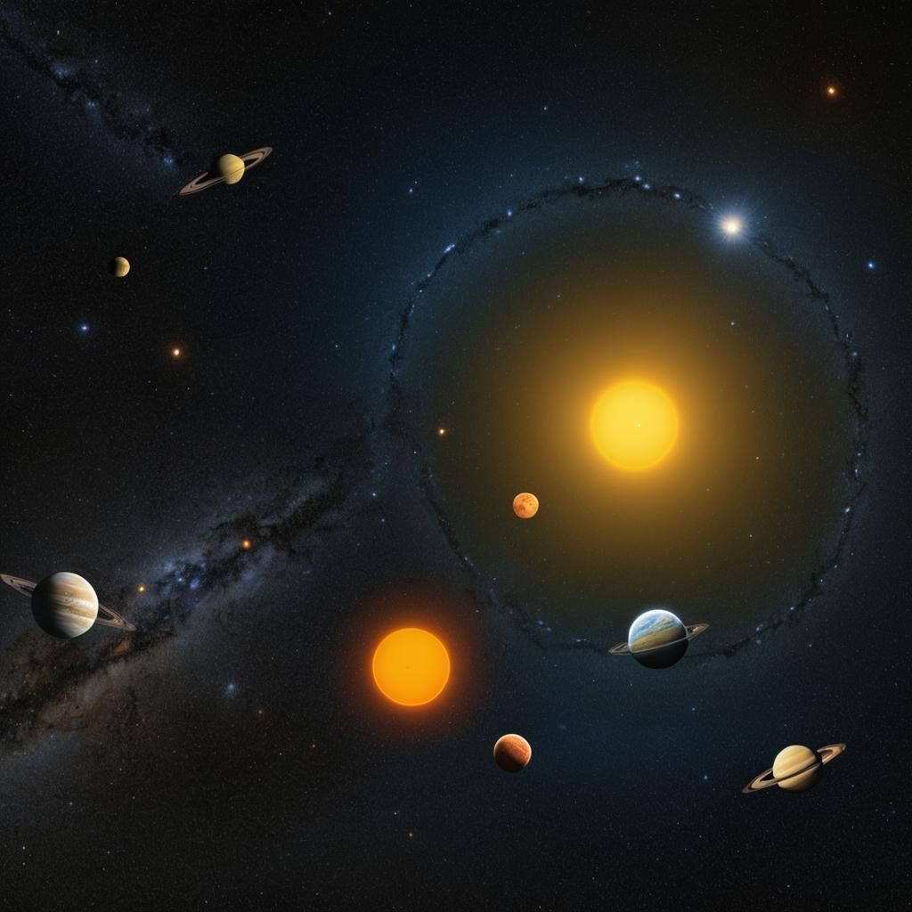 Two Suns, Sun1 is yellow and Sun2 is an Orange sun. (Two Earth-type ...