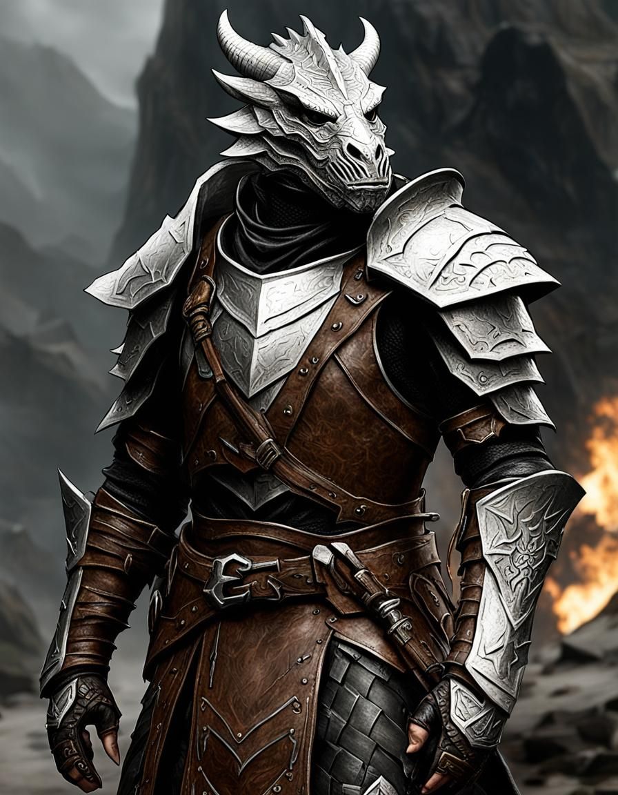 Silver Dragonborn Ranger in Leather Armor - AI Generated Artwork ...