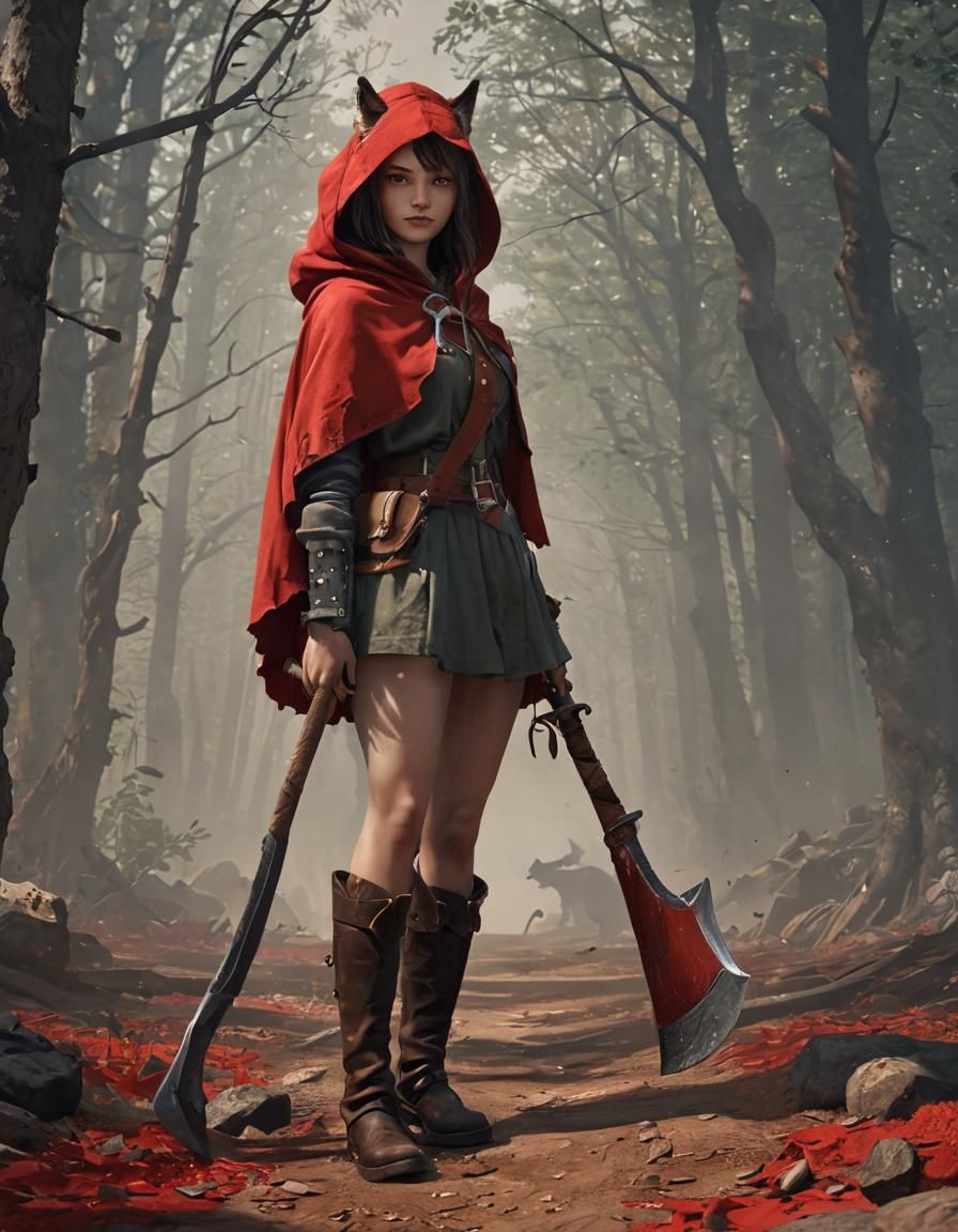 Defiant Red Riding Hood - AI Generated Artwork - NightCafe Creator