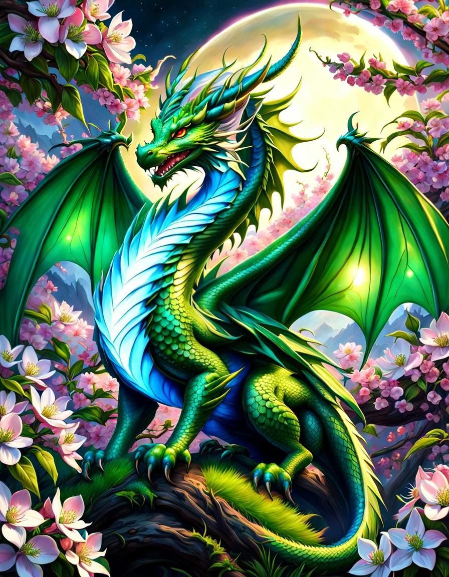 Apple Blossom Dragon - AI Generated Artwork - NightCafe Creator