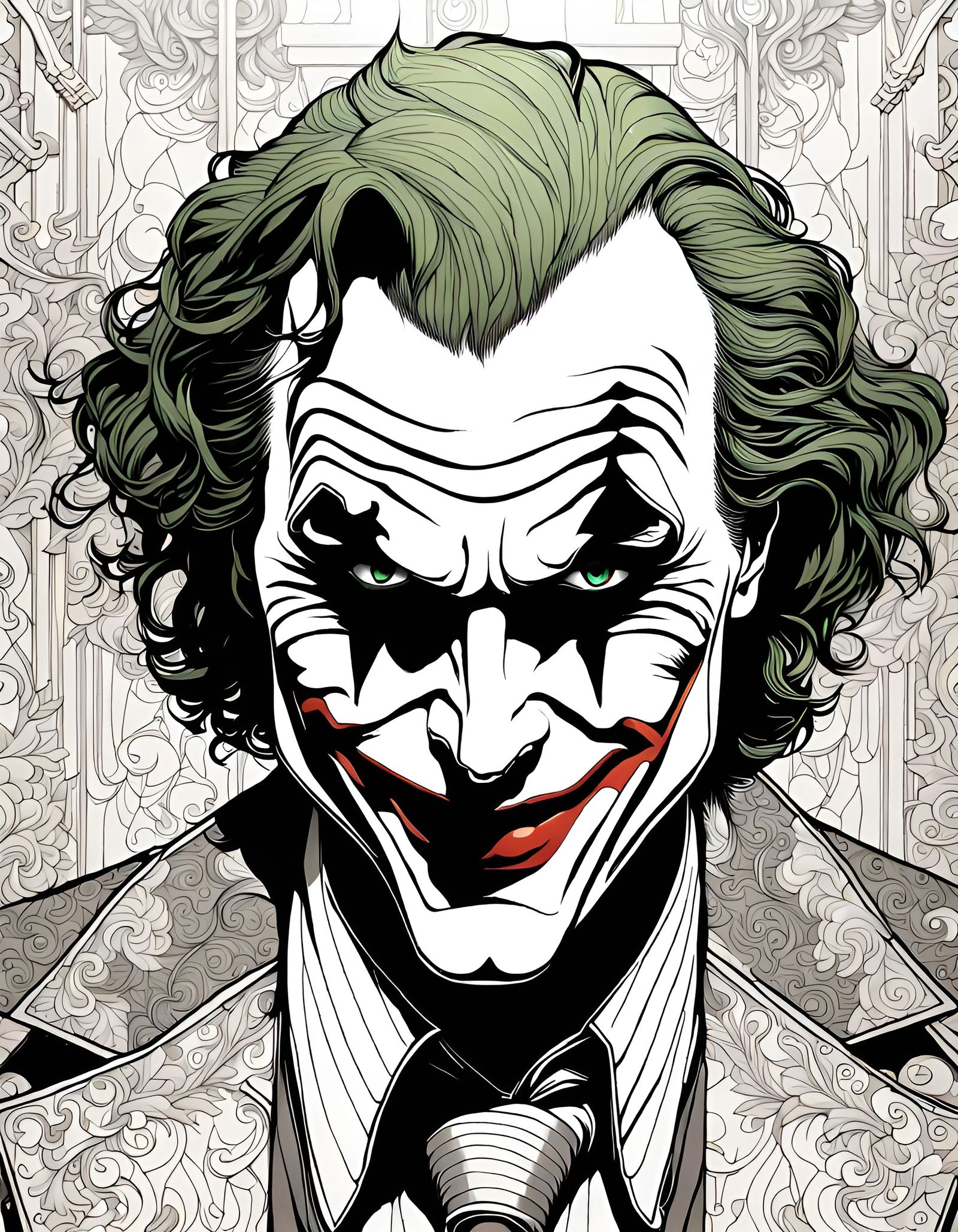 Black Line Art Of The Joker - AI Generated Artwork - NightCafe Creator