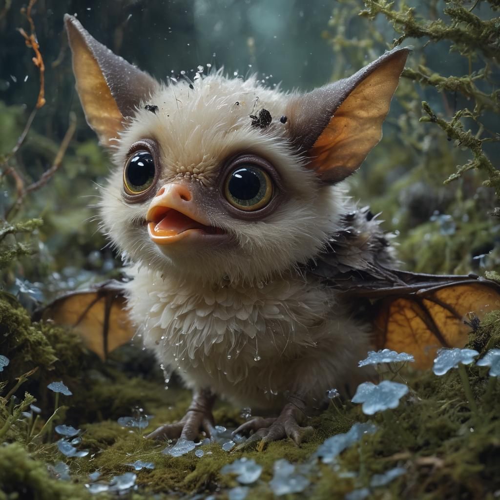 A rare ground bat - Dreamlike Whimsy: Baby Bat-Chick Meets L...