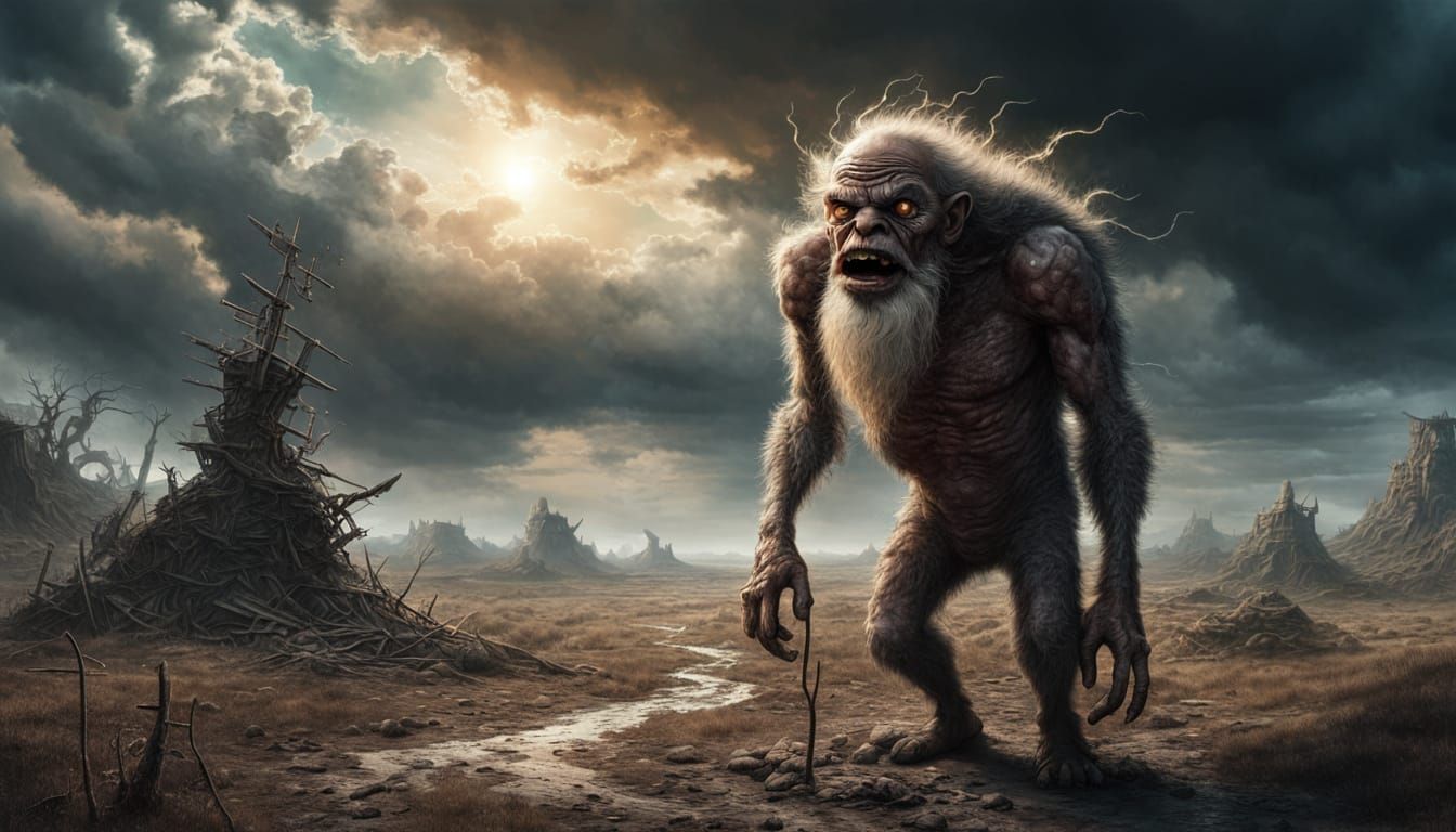 Surreal Post-Apocalyptic Beast in a Crepuscular Wa... - AI Art