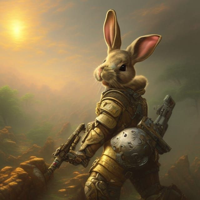 A Bunny Soldier Enjoying The View - AI Generated Artwork - NightCafe ...