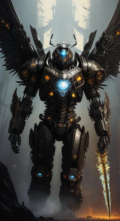 Giant Robot Monster now with Sword and Wings - AI Generated Artwork ...