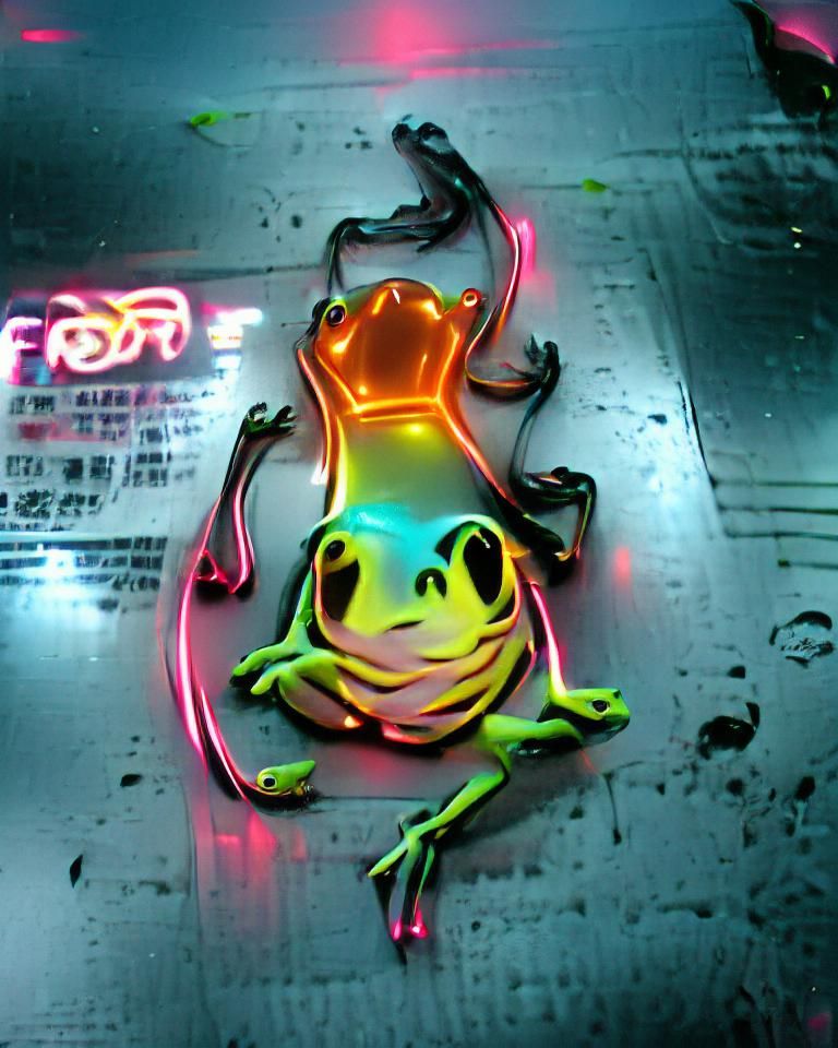 Neon frog glowing neon - AI Generated Artwork - NightCafe Creator