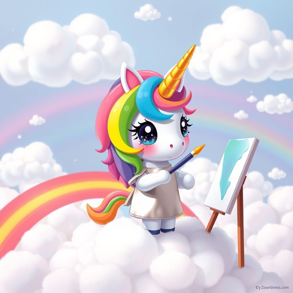 Painting Sesh - Whimsical Chibi Unicorn Paints Rainbows Acro...