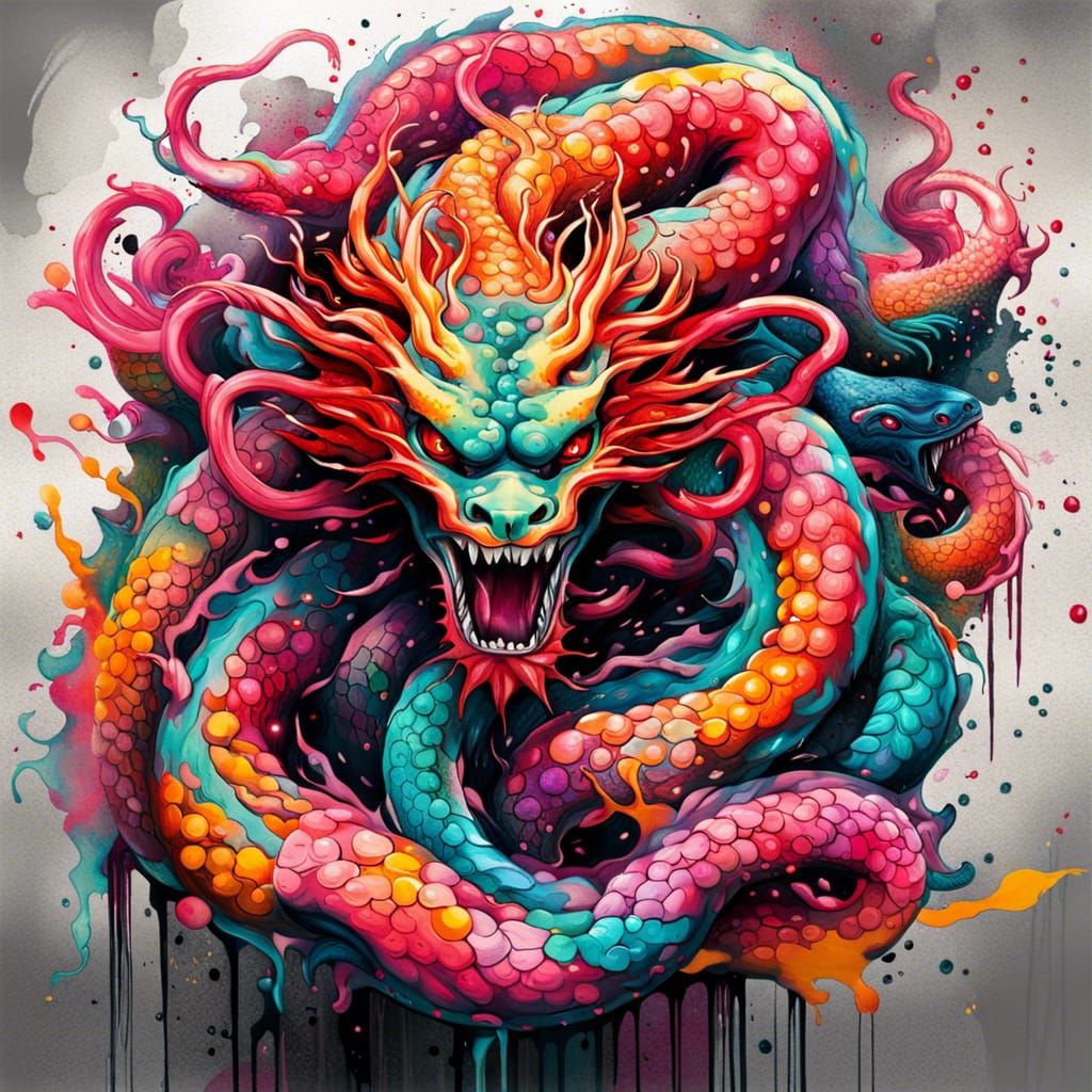 Hydra in Japanese art style - AI Generated Artwork - NightCafe Creator