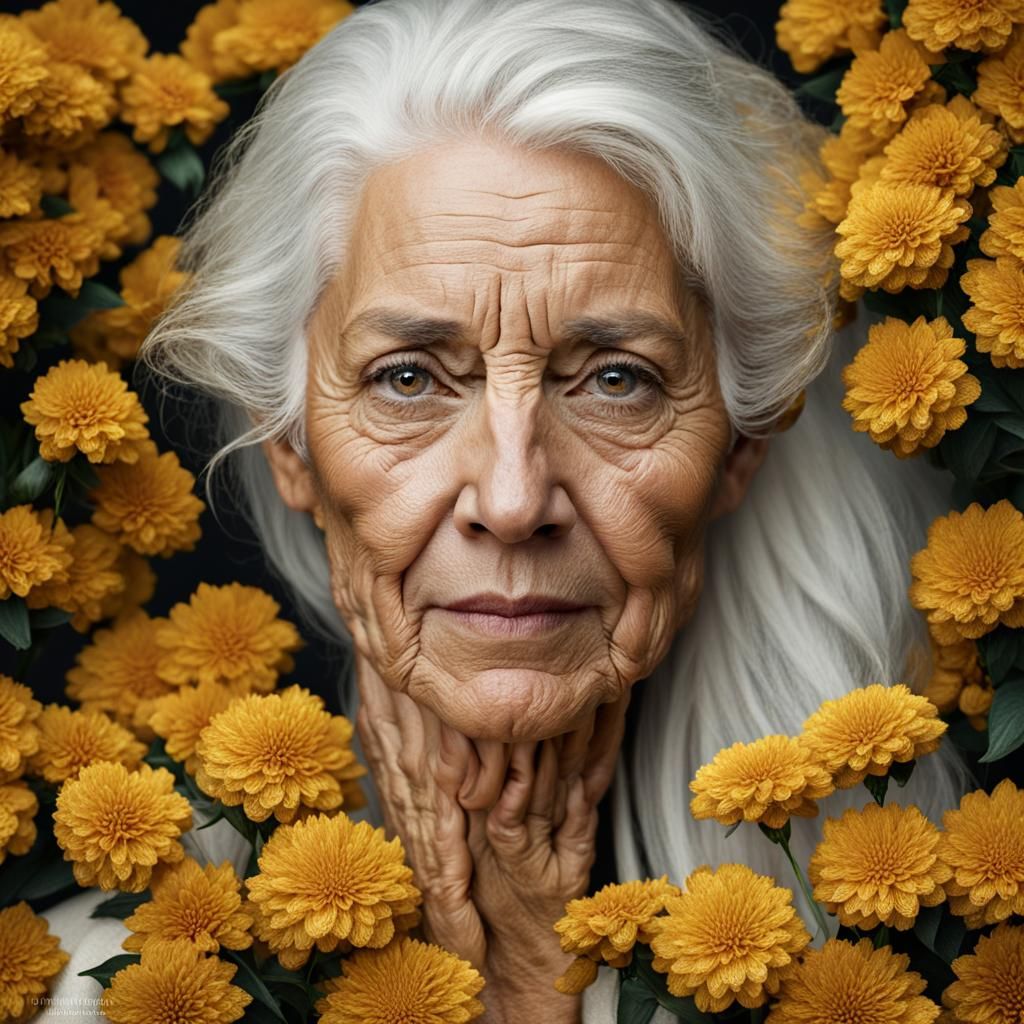 Wisdom and Marigolds - AI Generated Artwork - NightCafe Creator