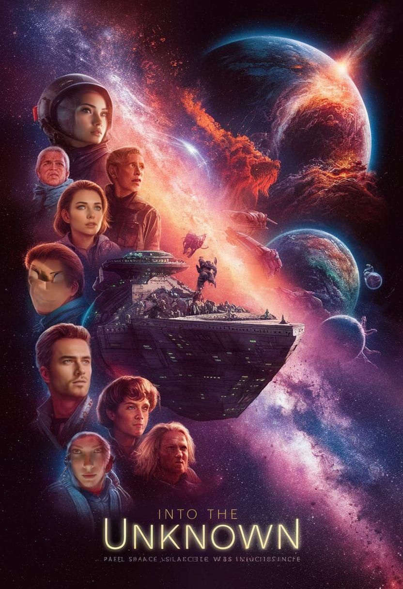 Movie Poster for epic sci-fi galactic adventure "Into the Unknown" - AI ...