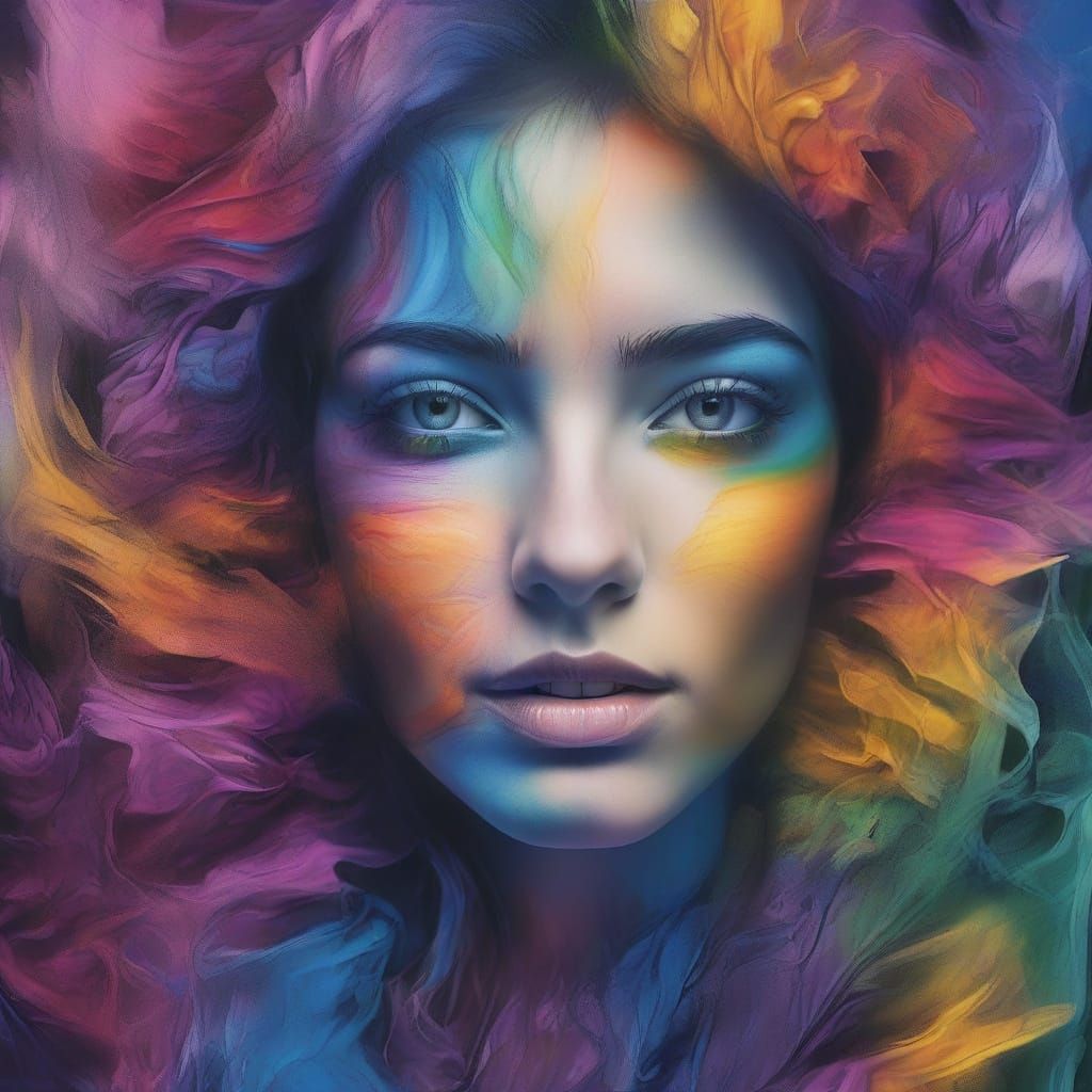 Emerging from the Psychedelic Vortex in Vibrant Ne... - AI Art