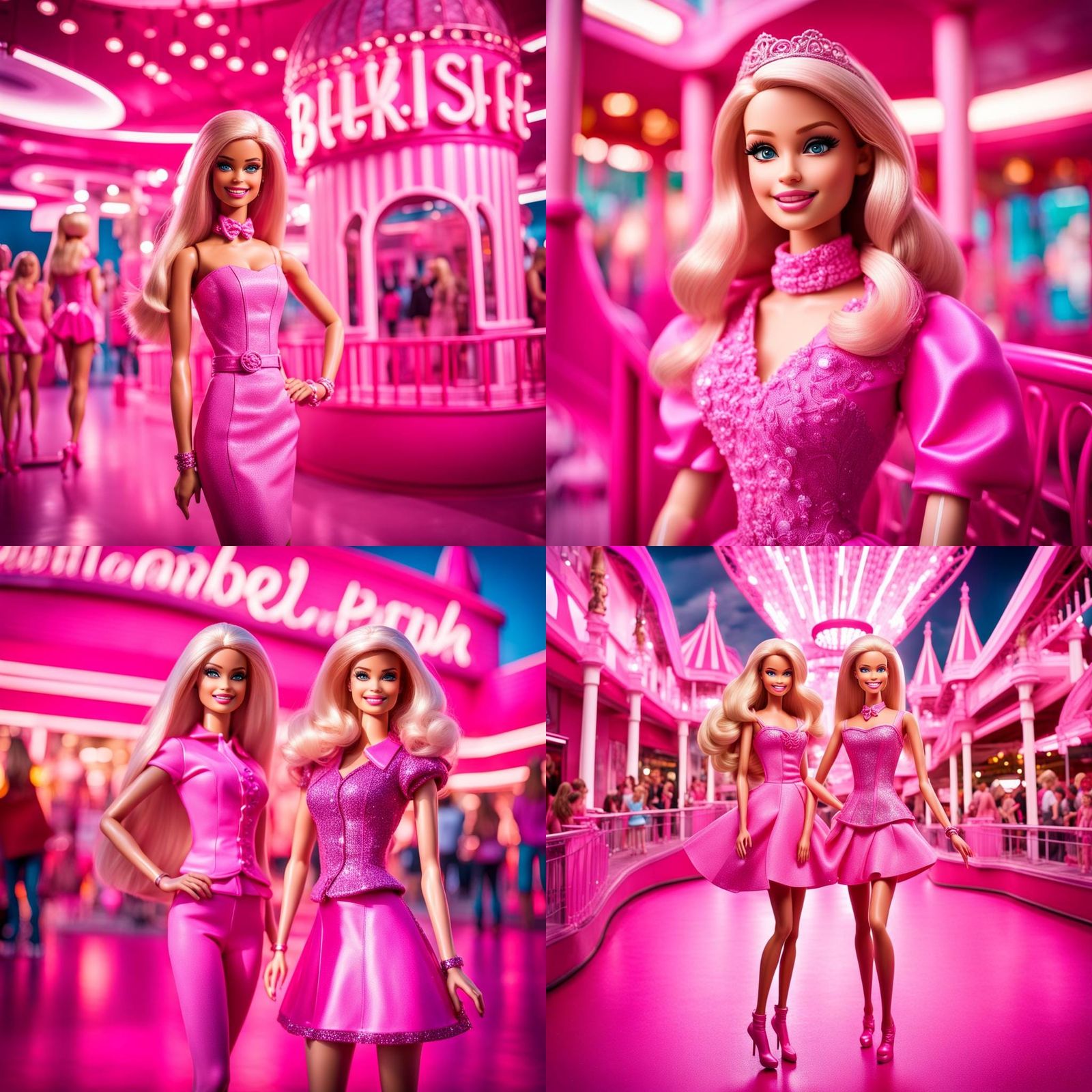 Barbie theme park, so much pink and long-legged pink girls everywhere ...