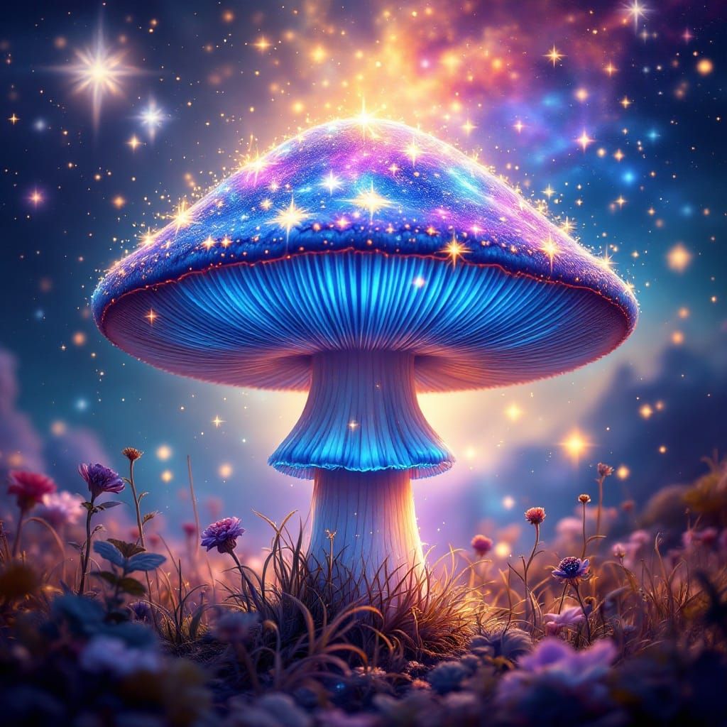 Dream toadstool - Luminescent Toadstool in Celestial Landsca...