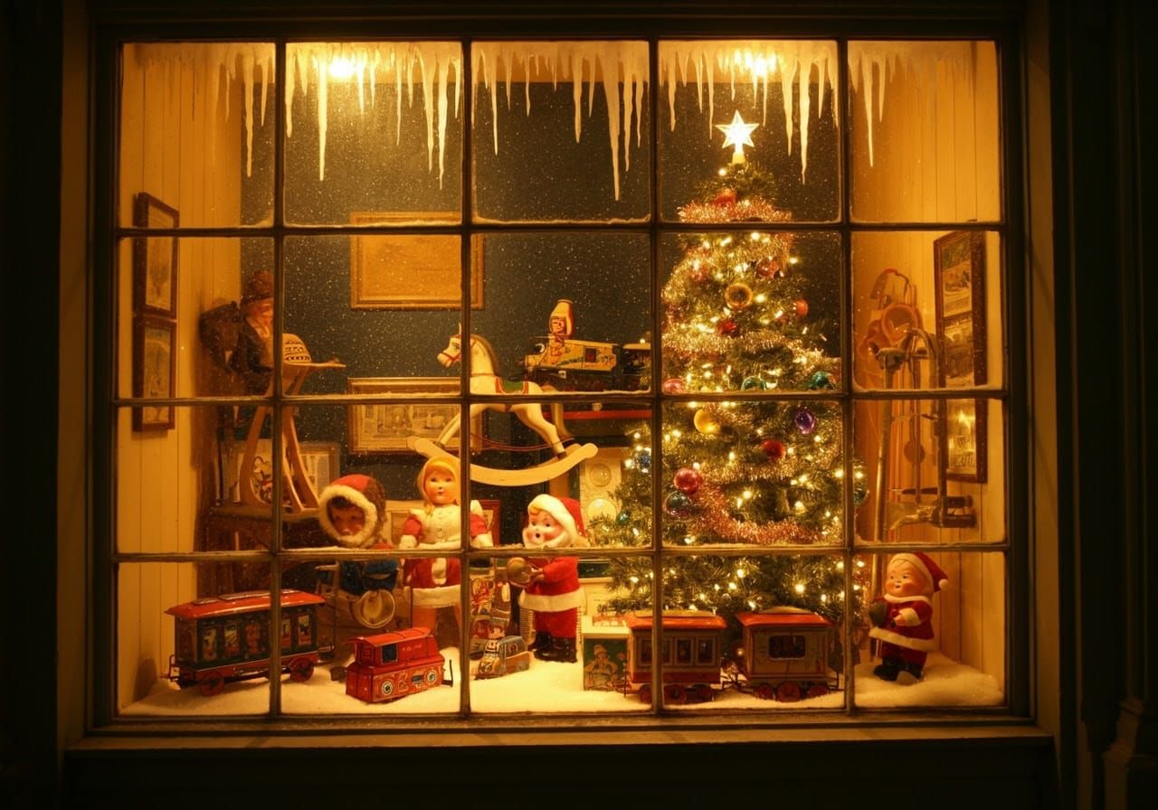 Christmas Department Store Window Display in Warm ... - AI Art