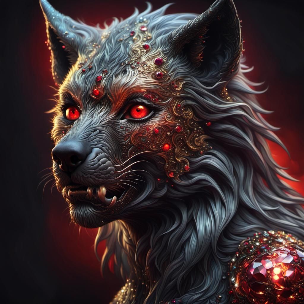 unique, amazing fractal, beautiful Black and red eyed, alluring female ...