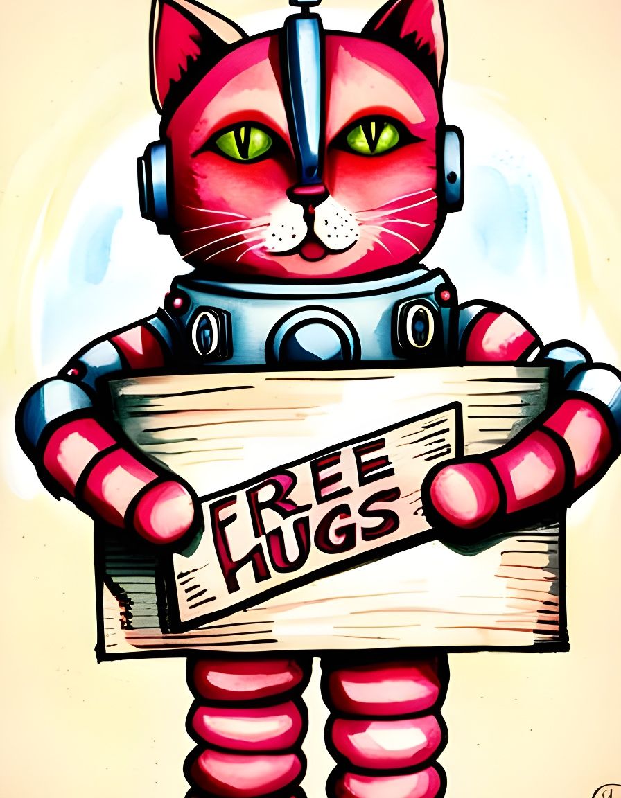 Kittybot Has Free Hugs II - AI Generated Artwork - NightCafe Creator