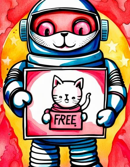 Kittybot Offering Free Time With Kittens II - AI Generated Artwork - NightCafe Creator