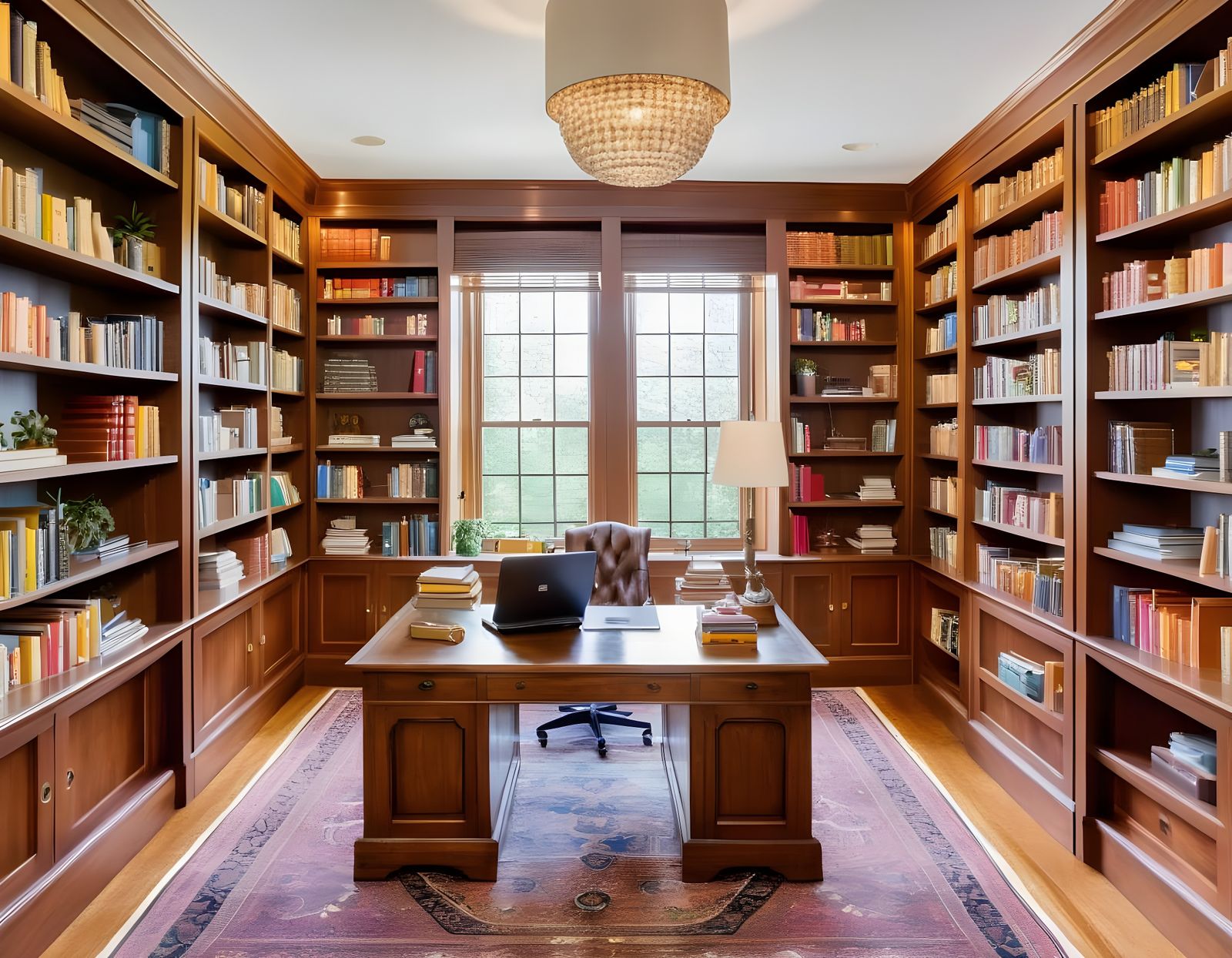 Serene Workspace Inspired by Classic Libraries - AI Art