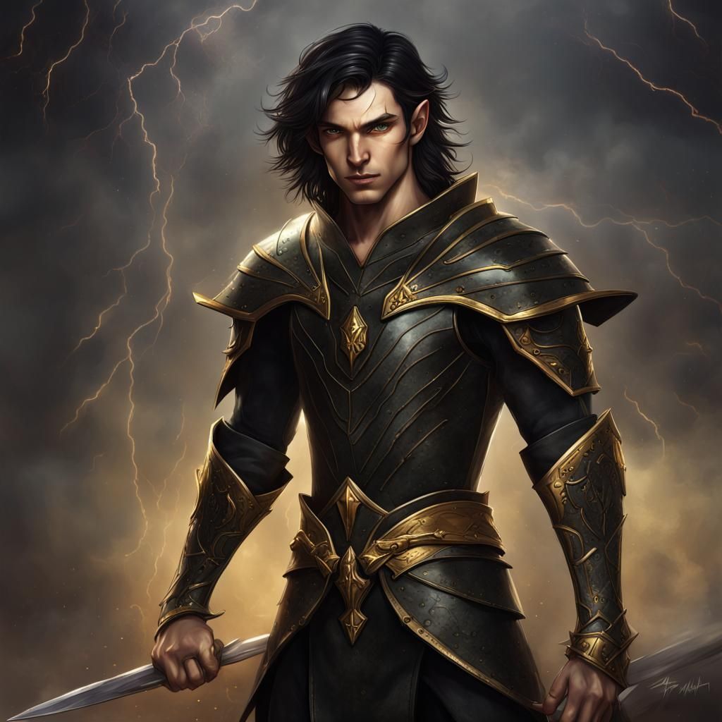 Dark elf with lightning - AI Generated Artwork - NightCafe Creator