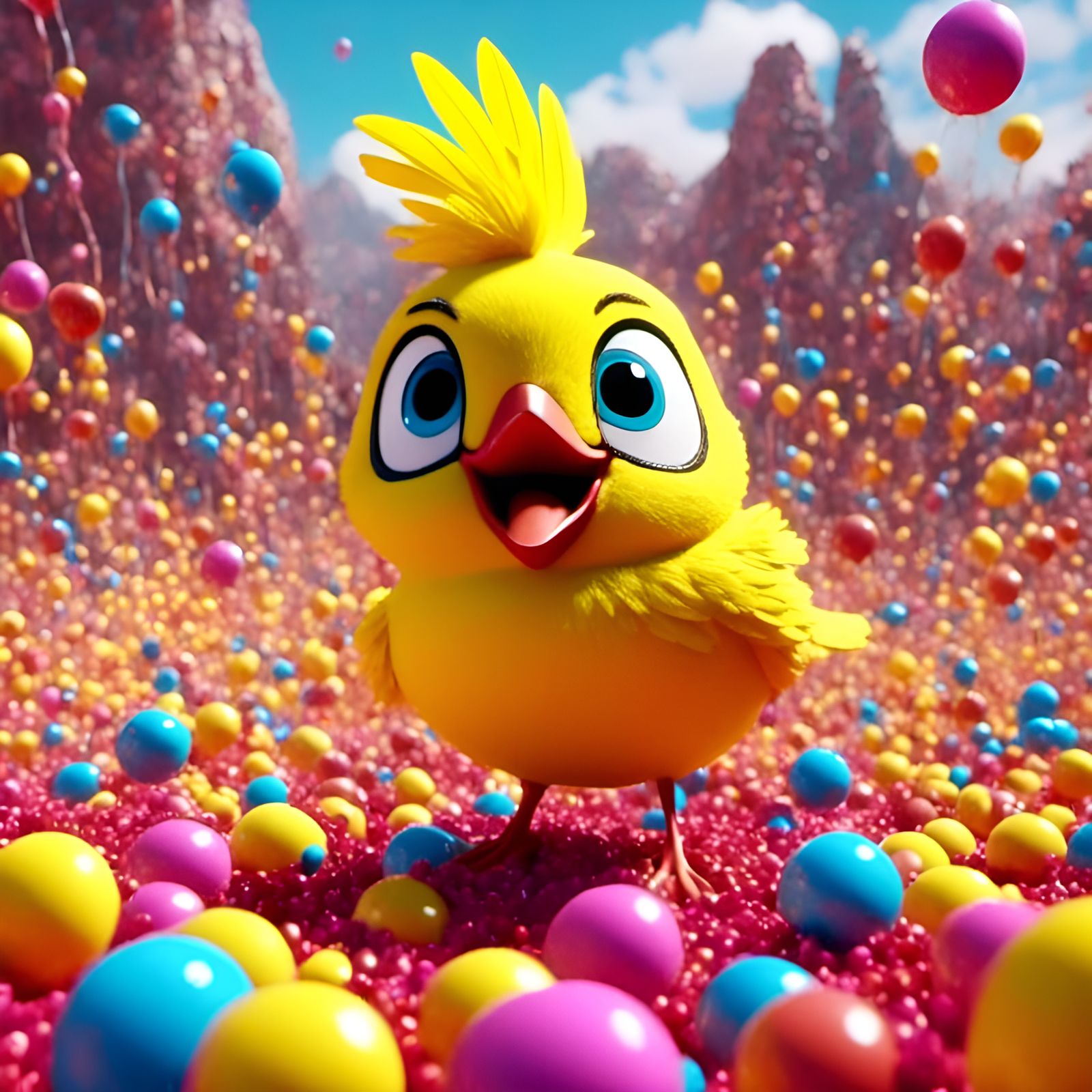 A playful (Tweety Bird:1.3), (sings joyfully:1.2), with its (bright ...