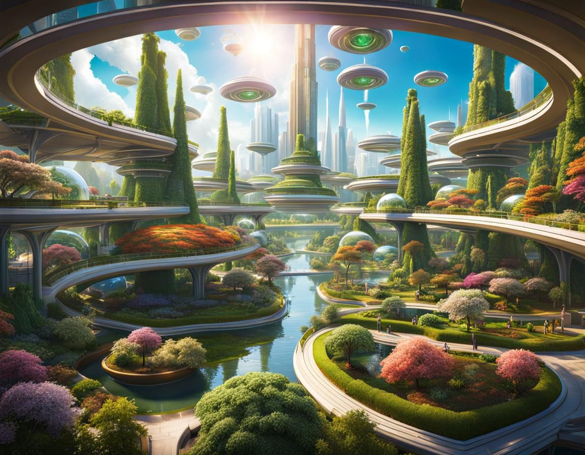 Utopian city - AI Generated Artwork - NightCafe Creator