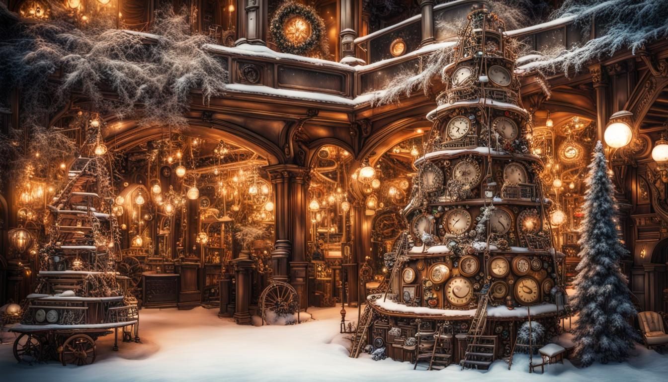 Steampunk Winter Wonderland - AI Generated Artwork - NightCafe Creator