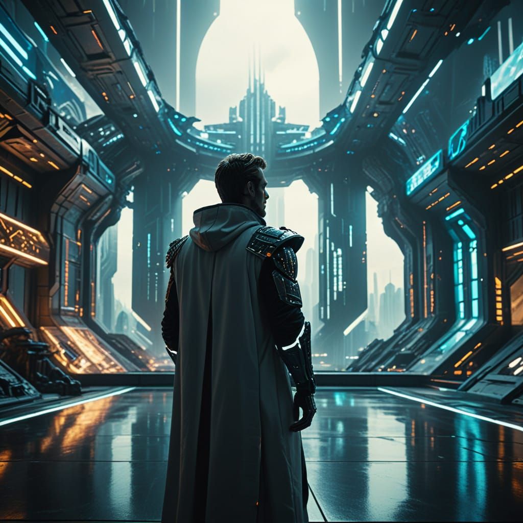 Epic Futuristic King Surveys His Hyperfuturistic R... - AI Art