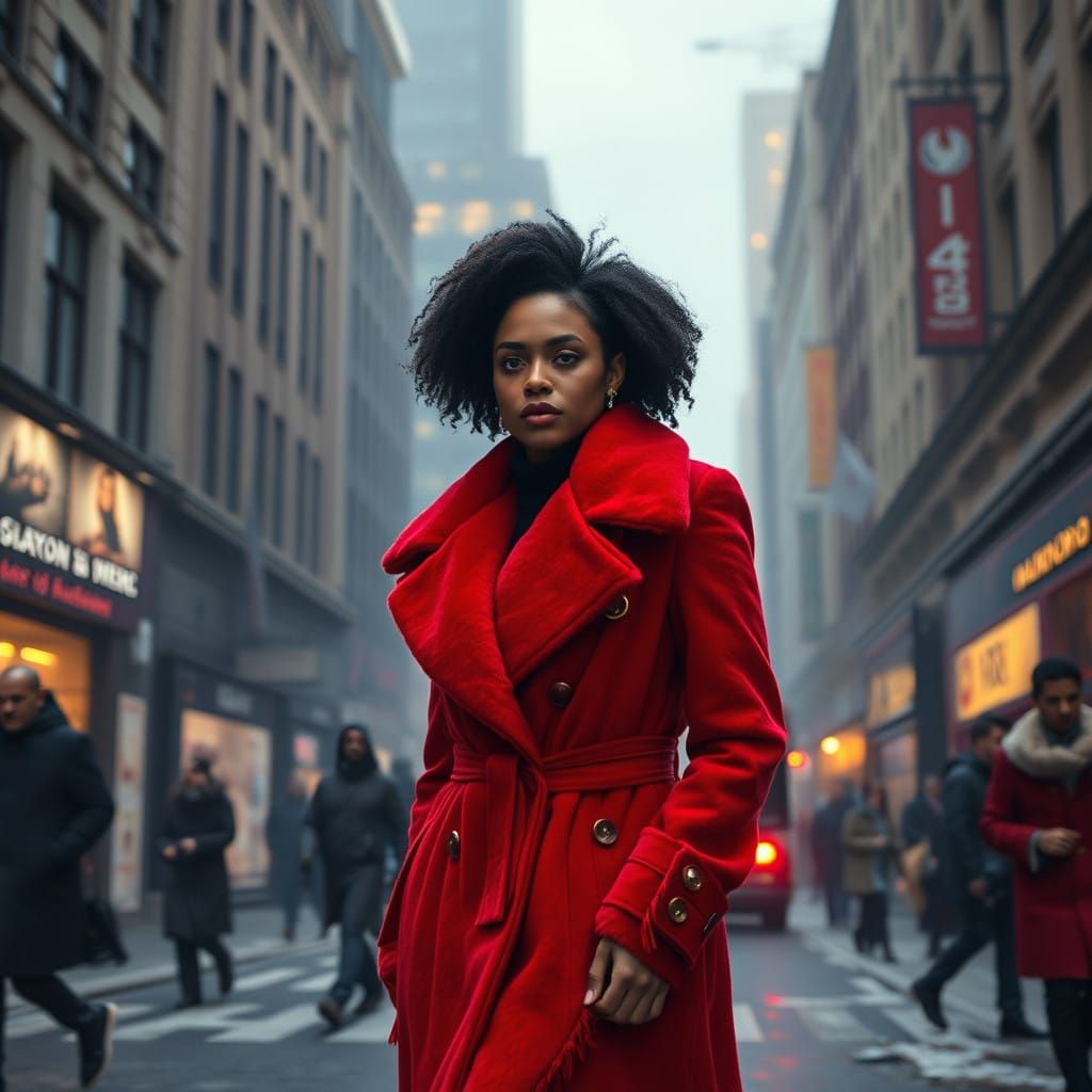 Cinematic Monochrome Winter Scene of Luxurious Cit... - AI Art