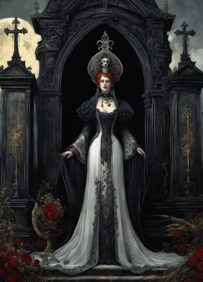 Sentinel of twilight's veil, she guards the threshold where the living ...