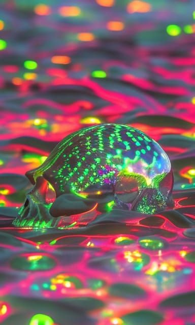 bioluminescent skull in a pond - AI Generated Artwork - NightCafe Creator