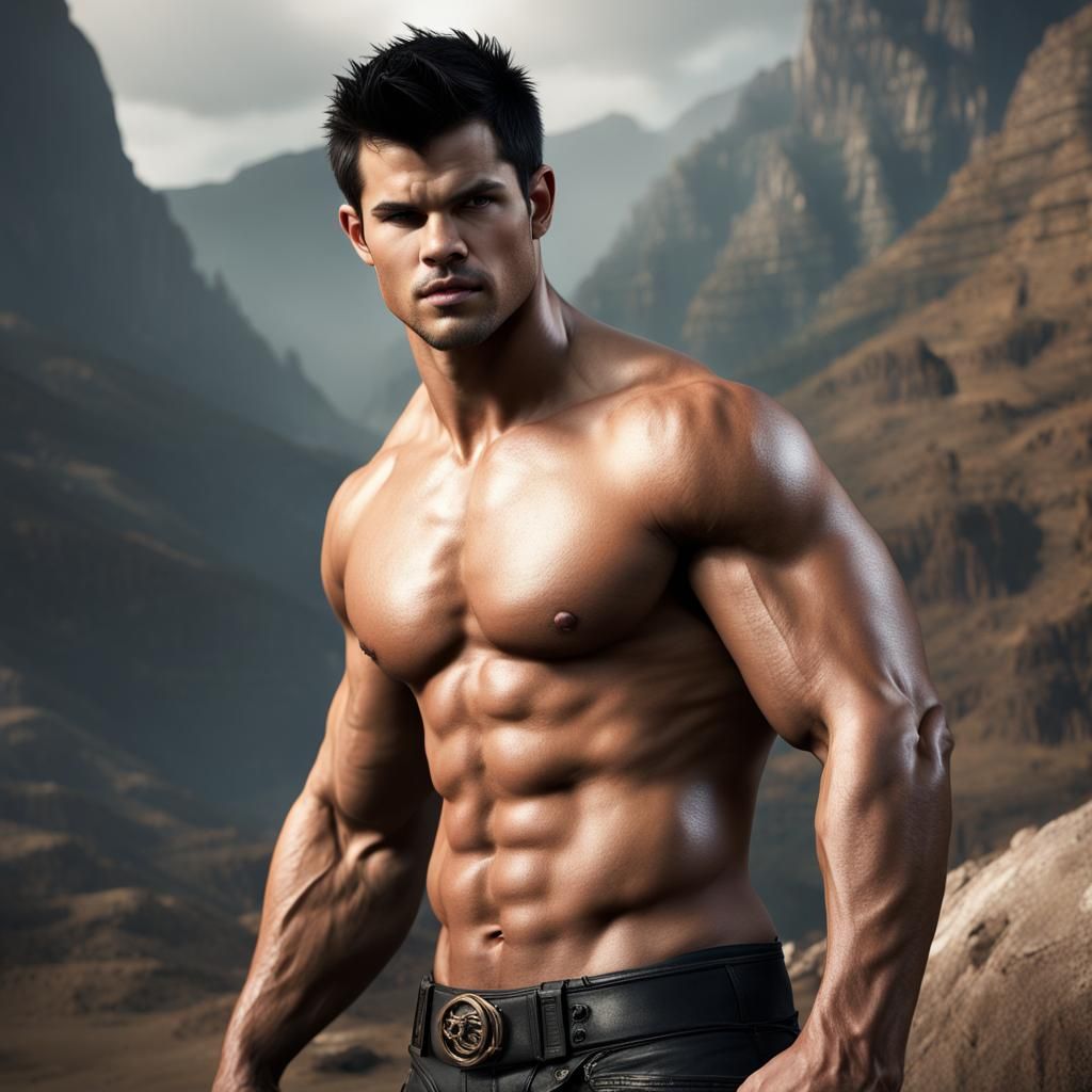 taylor lautner with a bodybuilder physique and big bara muscles. He has ...