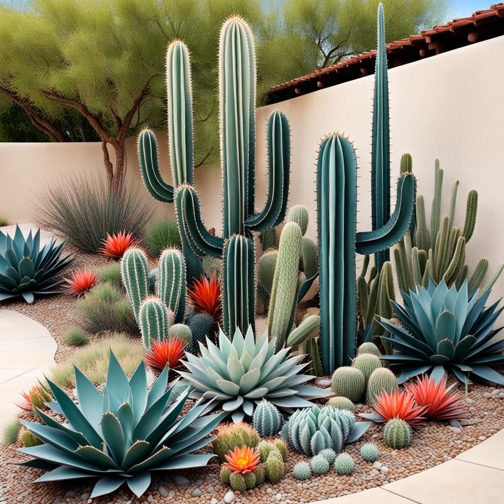 Xeriscape Cactus Garden - AI Generated Artwork - NightCafe Creator